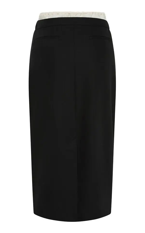 ST. AGNI Layered Waist Silk Wool Skirt