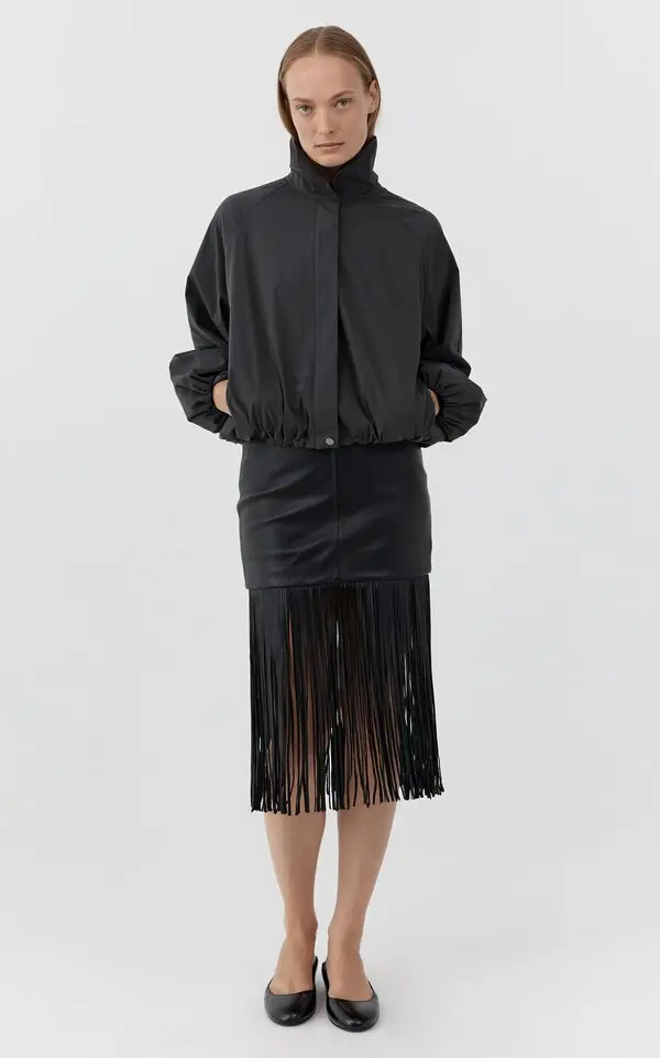 ST. AGNI Fringe Leather Skirt