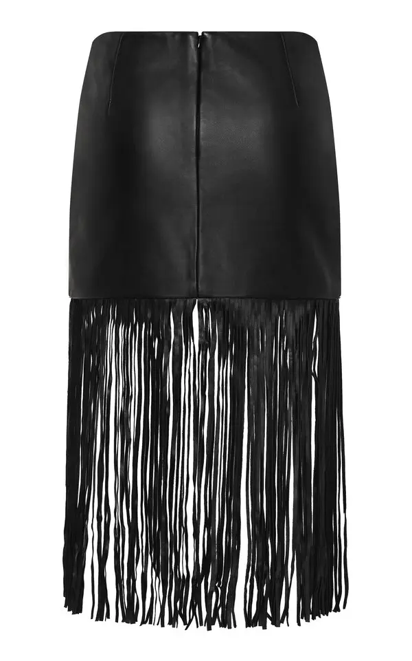 ST. AGNI Fringe Leather Skirt