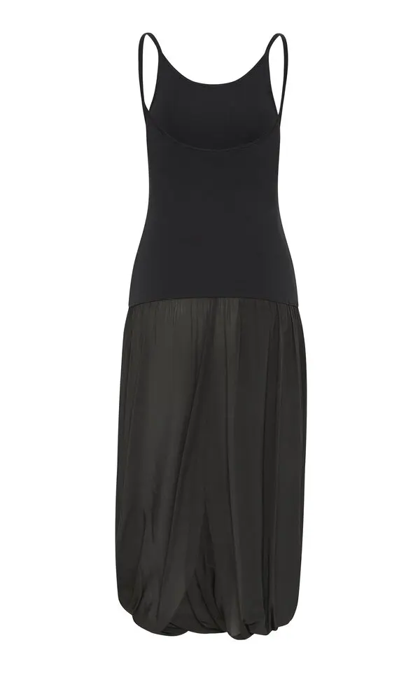 ST. AGNI Knit Bodice Drape Sheer Dress