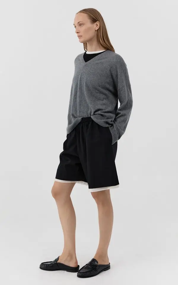 ST. AGNI Layered Bermunda Wool Shorts