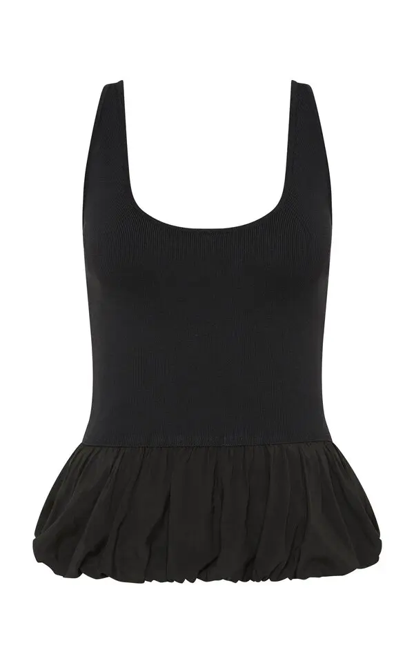 ST. AGNI Balloon Ballet Silk Top - Black