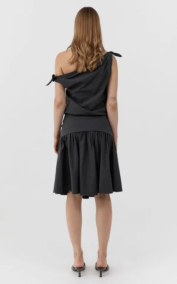 ST. AGNI Asymm Bow Cotton Top