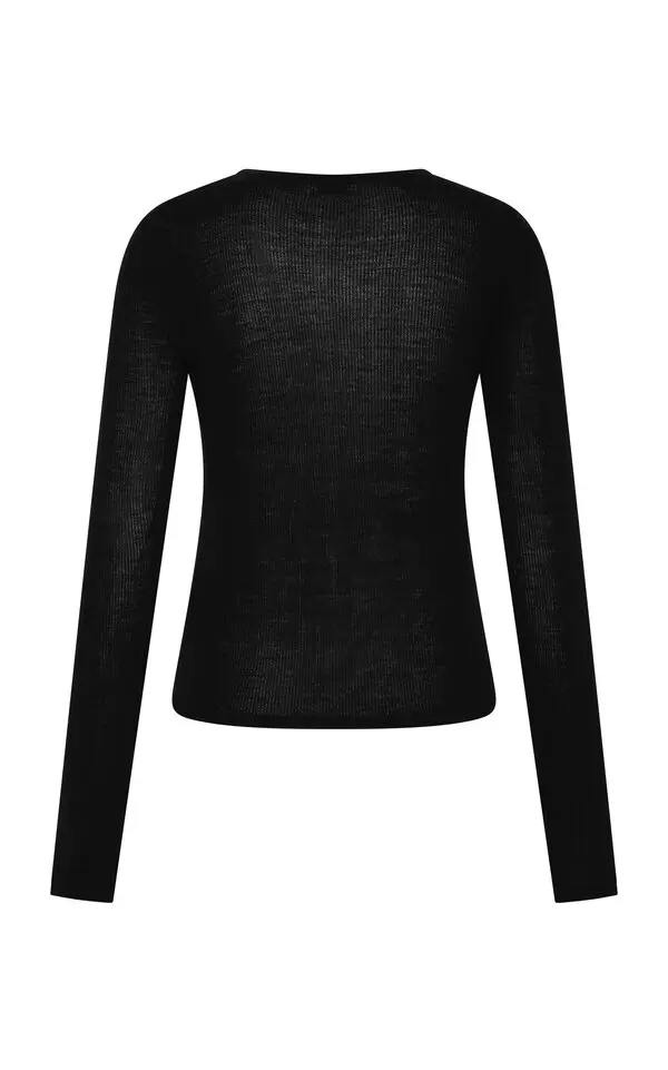 ST. AGNI Superfine Long Sleeve Merino Wool Top - Black