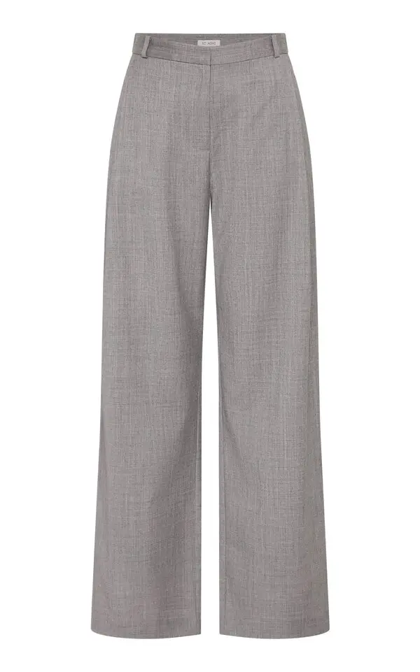 ST. AGNI Pleat Slouch Wool Tapered Leg Pants