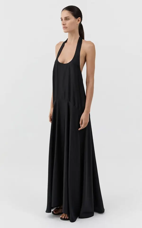 ST. AGNI Twill Tassel Silk Halter Dress