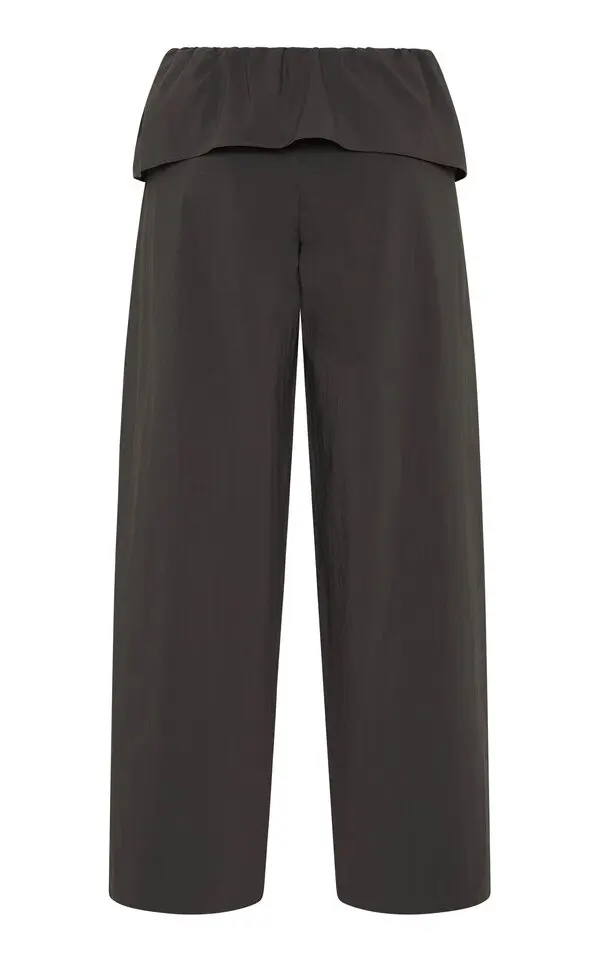 ST. AGNI Peplum Cotton Tapered Leg Pants - Black