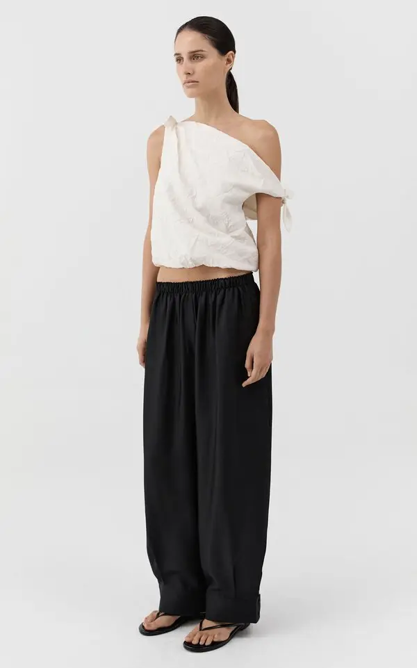 ST. AGNI Twill Cuffed Silk Balloon Leg Pants