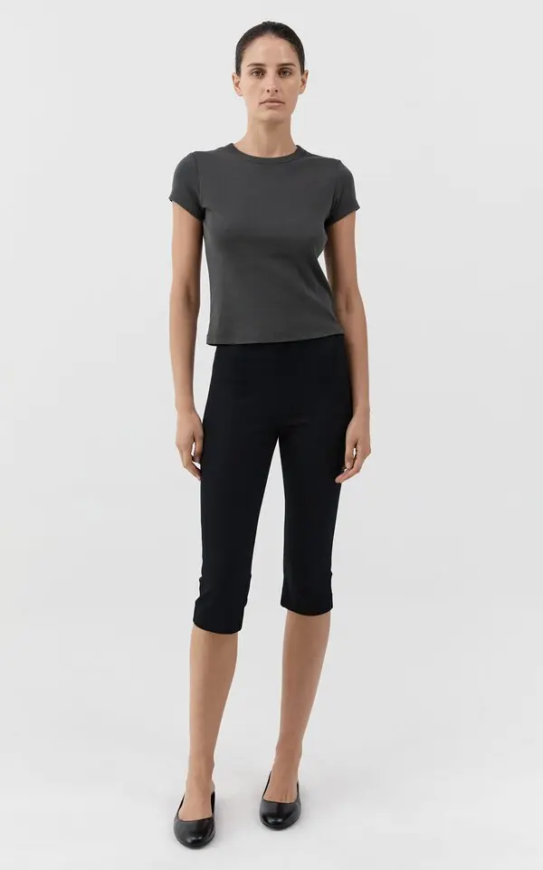 ST. AGNI Compact Capri Cotton Slim Leg Pants