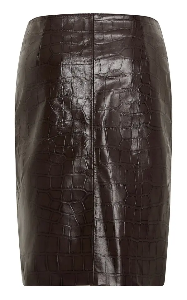 ST. AGNI Everyday Wrap Crocodile-effect Leather Skirt