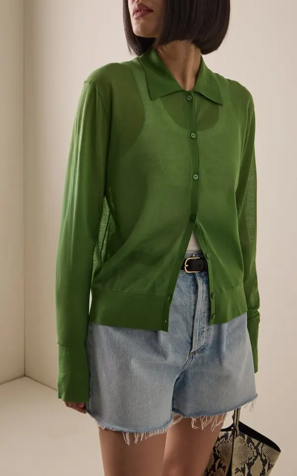 FRAME The Collared Cotton-blend Cardigan