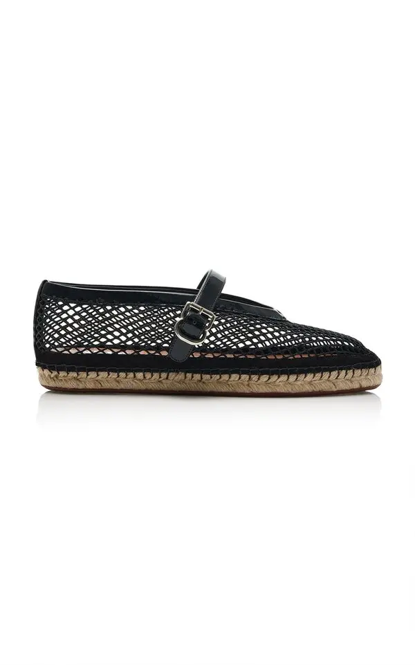 Alaïa Fishnet Espadrille With Buckle Strap - Black