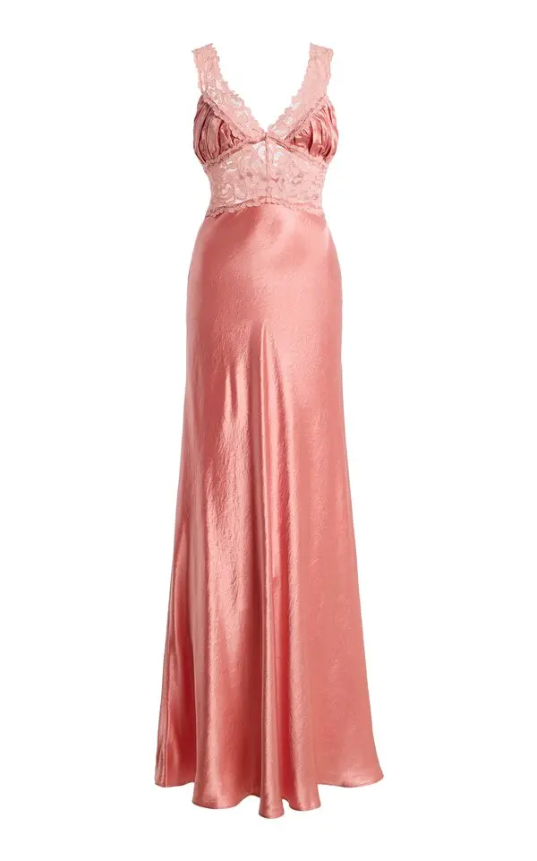 Arcina Ori Eveline Maxi Dress With Lace Trim - Pink
