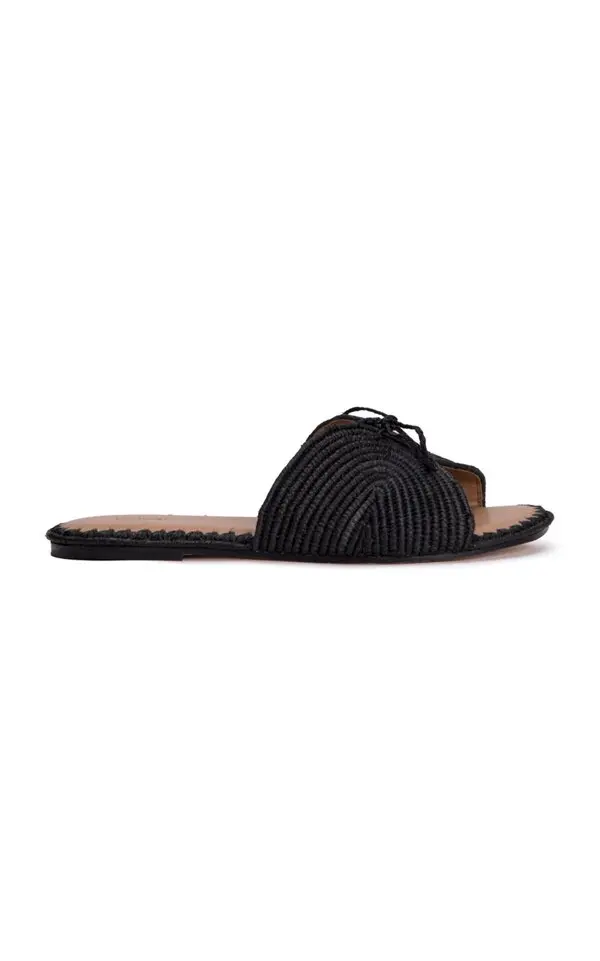 ODISSI Lipa Raffia Slides - Black