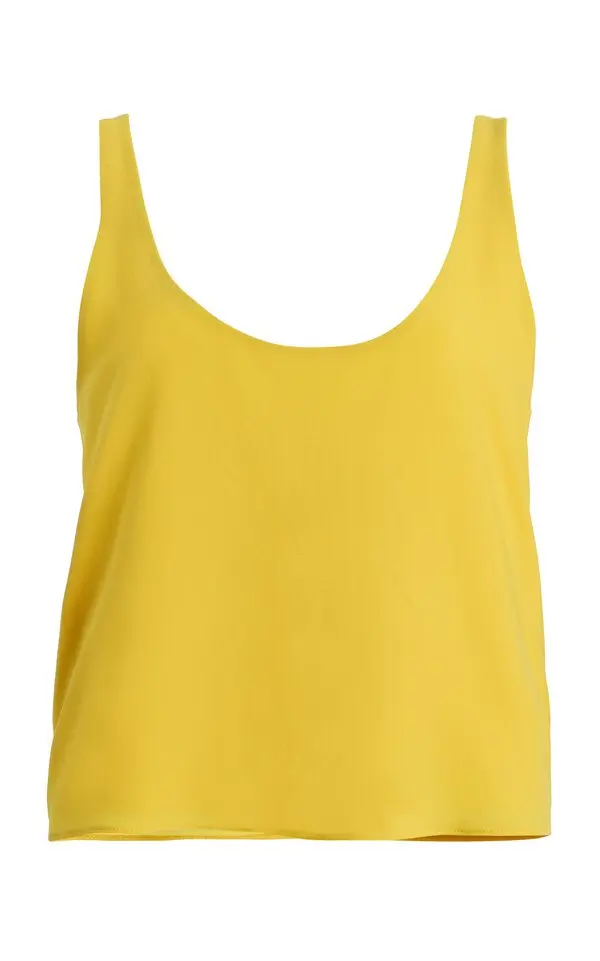 LESET Ari Crepe Scoop Neck Tank Top - Yellow
