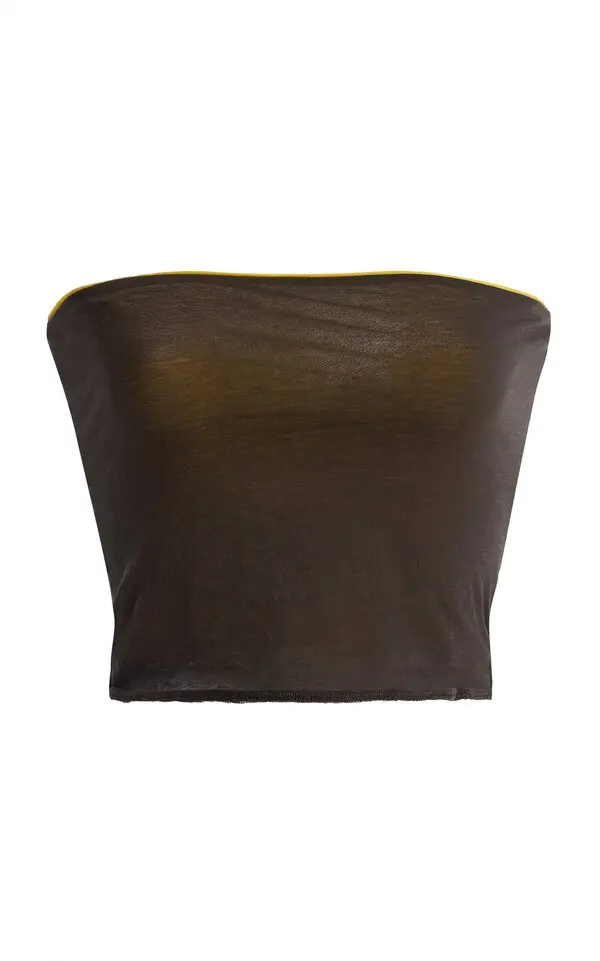 LESET Milo Reversible Cotton Bandeau Top - Brown