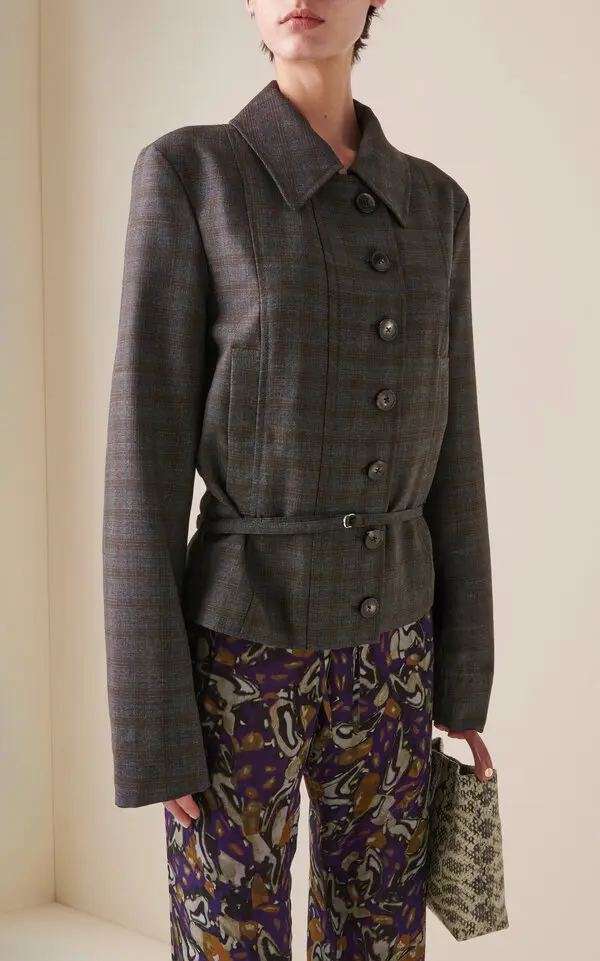 Dries Van Noten Valena Checked Wool Jacket