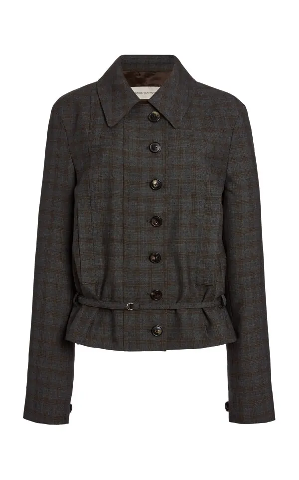Dries Van Noten Valena Checked Wool Jacket - Grey