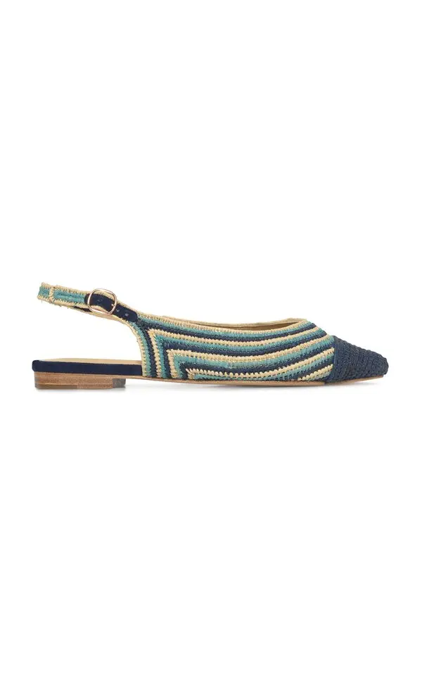 Gabriela Hearst Strength Raffia Slingback Flats - Blue