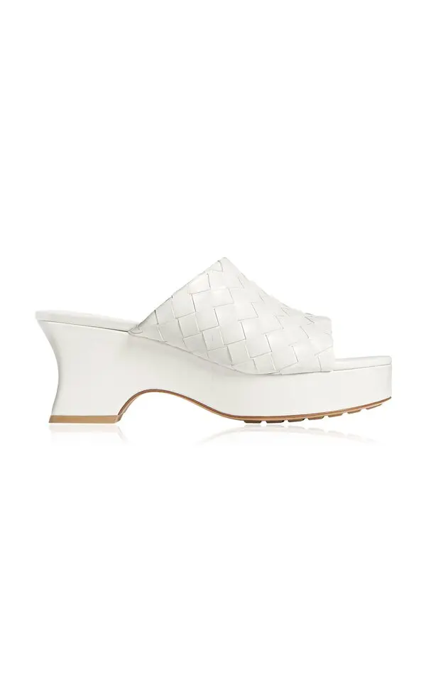 Bottega Veneta Rosita Kitten Wedge Sandals - White