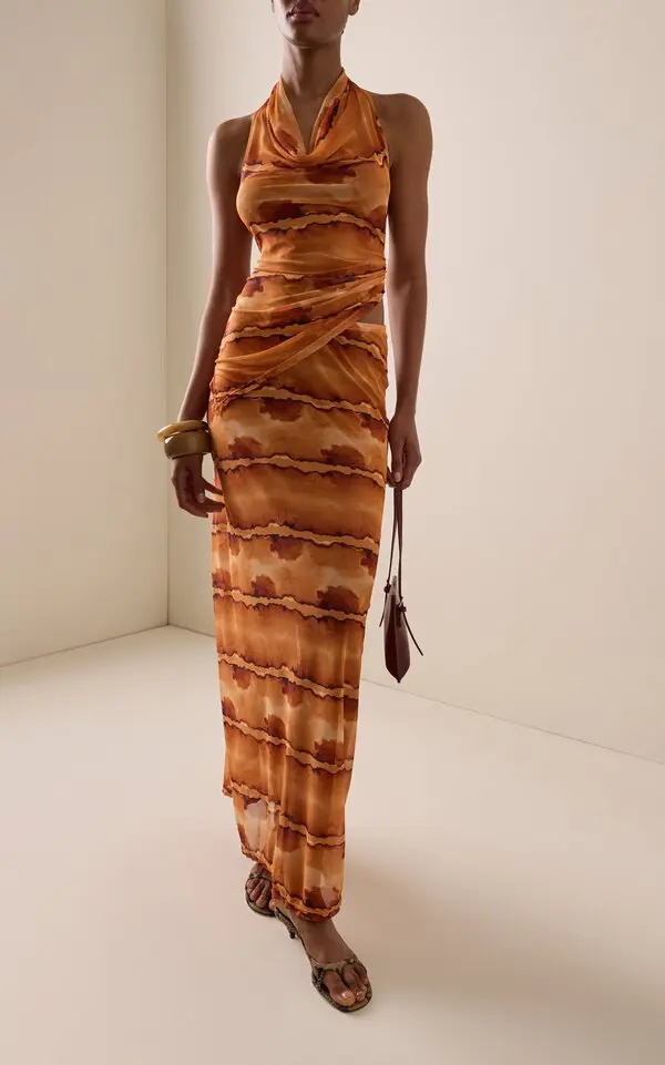 Ay Que Calor Exclusive Sunset Blaze Mesh Skirt Set