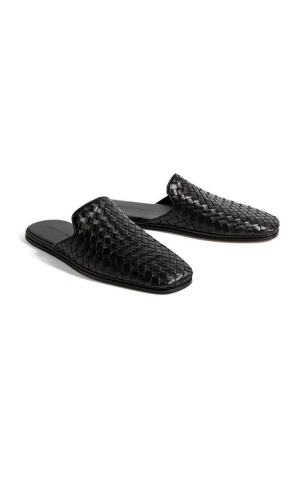 Bottega Veneta Palazzo Intrecciato Leather Slippers - Black