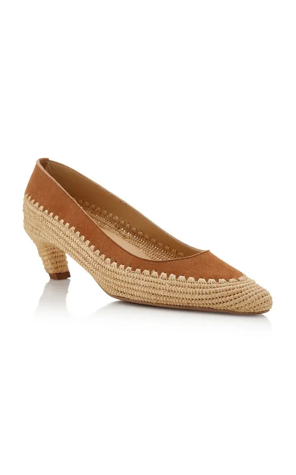 Gabriela Hearst Peggy Suede-trimmed Raffia Pumps