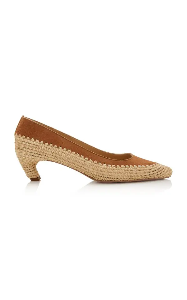 Gabriela Hearst Peggy Suede-trimmed Raffia Pumps - Brown