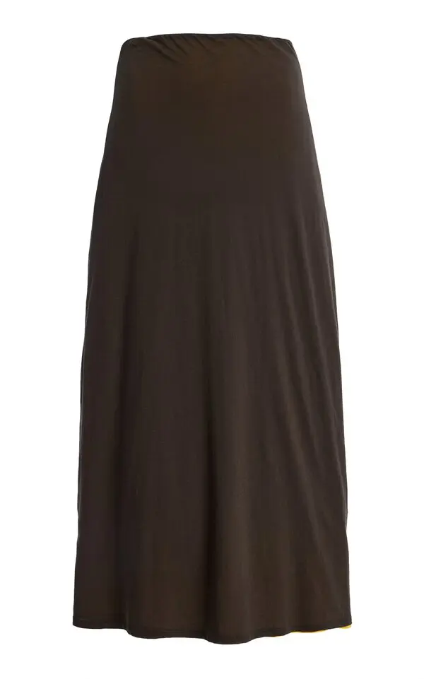 LESET Milo Reversible Cotton Midi Skirt - Brown