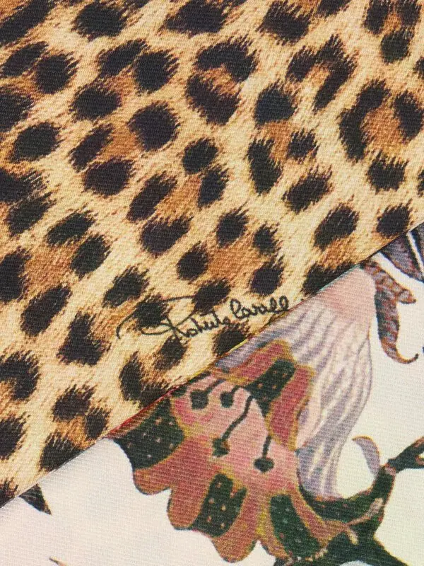Roberto Cavalli Leopard-print Floral-pattern Scarf