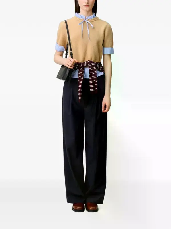 Claudie Pierlot Striped Wool Jumper With Victorian Collar