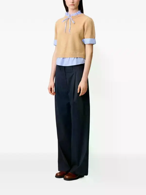Claudie Pierlot Striped Wool Jumper With Victorian Collar