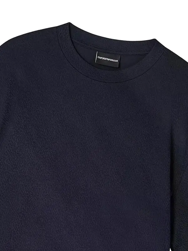 Emporio Armani Logo-embroidered Crepe T-shirt - Blue