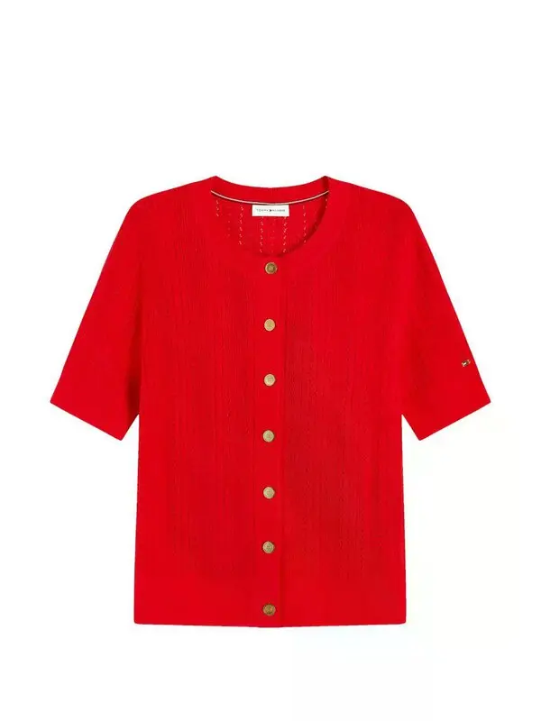 Tommy Hilfiger Cable-knit Short-sleeve Cardigan - Red
