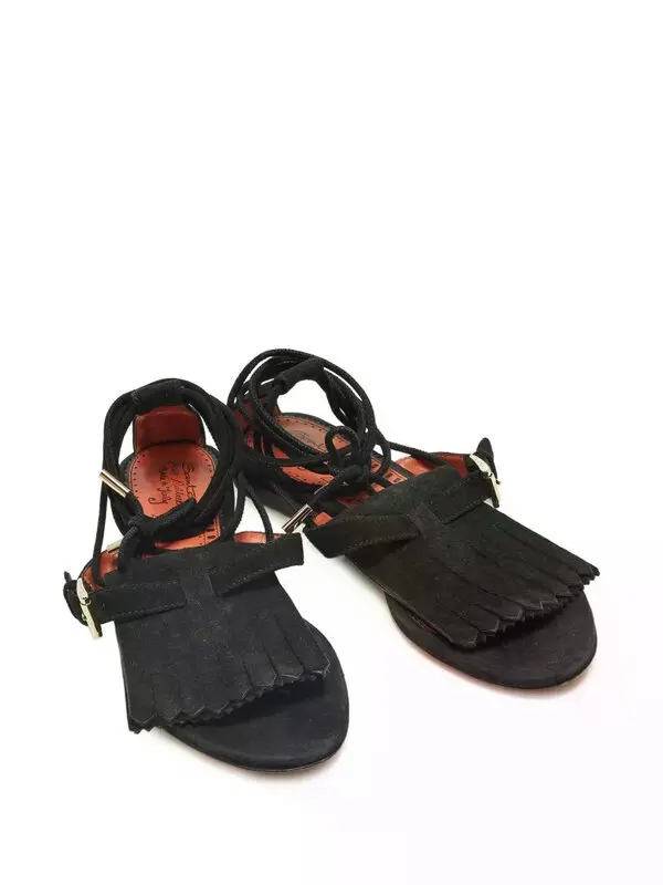 Santoni Fringe Lace-up Sandals