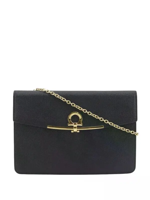 FERRAGAMO Gancini Icona Leather Crossbody Bag - Black