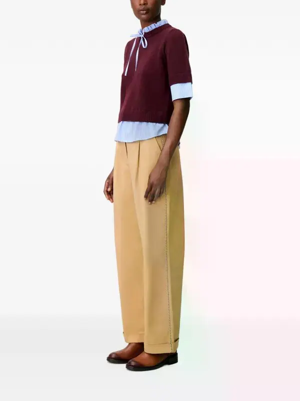 Claudie Pierlot Short-sleeve Knit Top With Ruffled Collar