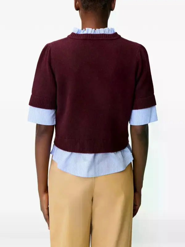 Claudie Pierlot Short-sleeve Knit Top With Ruffled Collar
