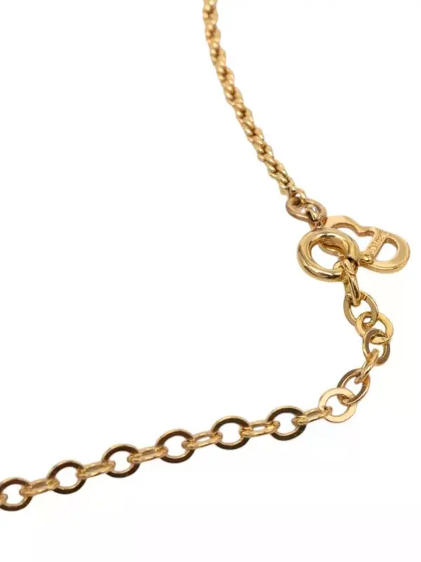 Dior Plated Strass Cd Logo Oval Pendant Necklace - Gold