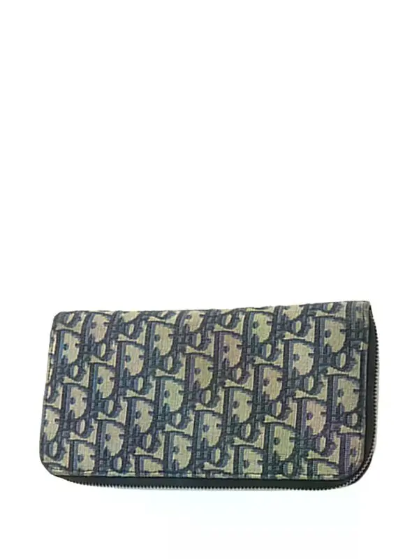 Dior 2010-2026 Oblique Canvas And Leather Saddle Zippy Wallet Long Wallets