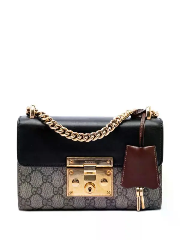 Gucci Small Gg Supreme Padlock Crossbody Bag - Neutrals