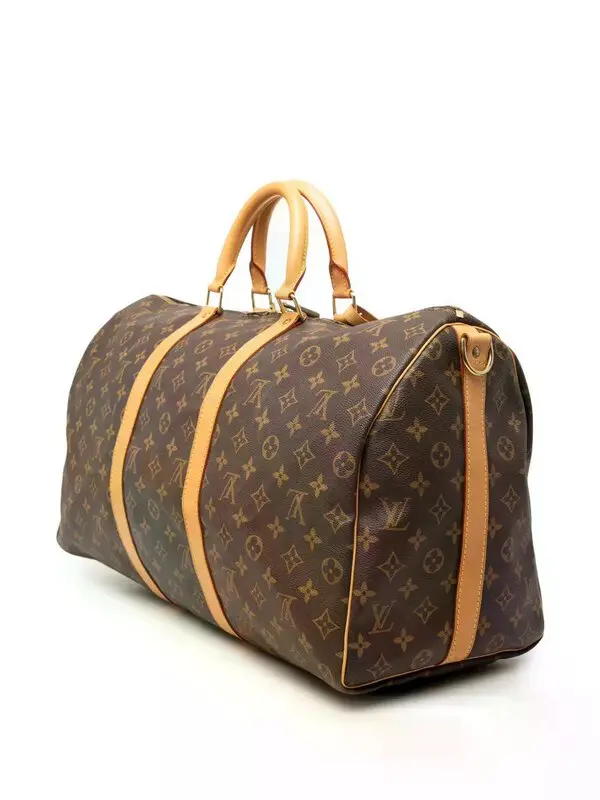 LOUIS VUITTON Monogram Keepall Bandouliere 50 Travel Bag - Brown