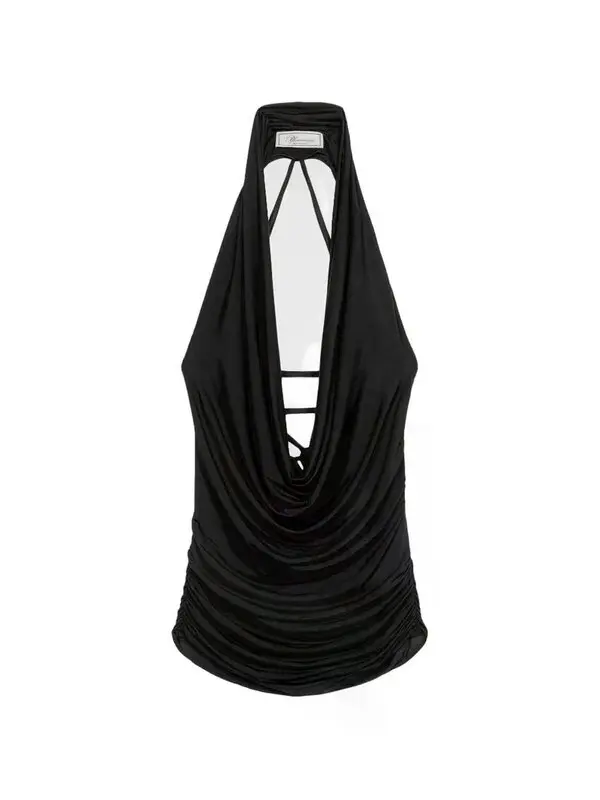 Blumarine V-neck Ruched Sleeveless Top
