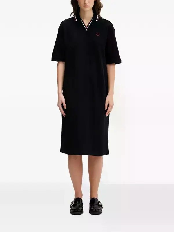 Fred Perry Embroidered Polo Midi Dress - Black