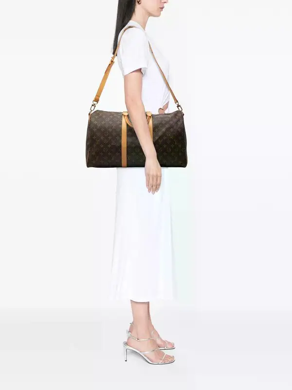 LOUIS VUITTON Monogram Keepall Bandouliere 50 Travel Bag - Brown