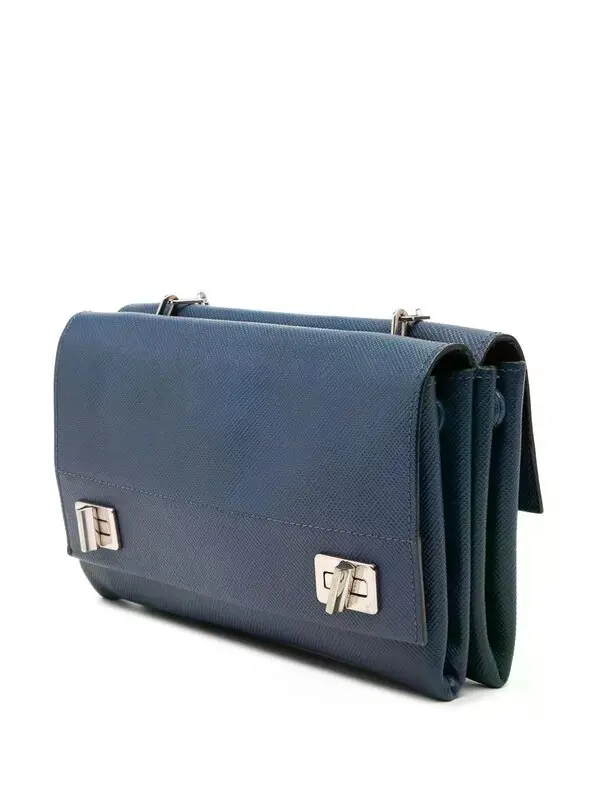 Prada Saffiano Leather Double Turnlock Crossbody Bag