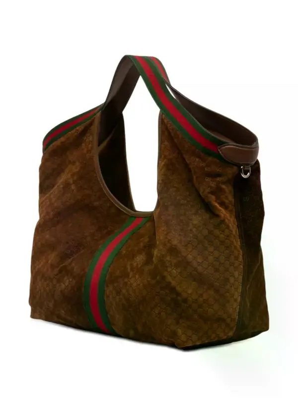 Gucci Large Gg Suede Web Tote Bag