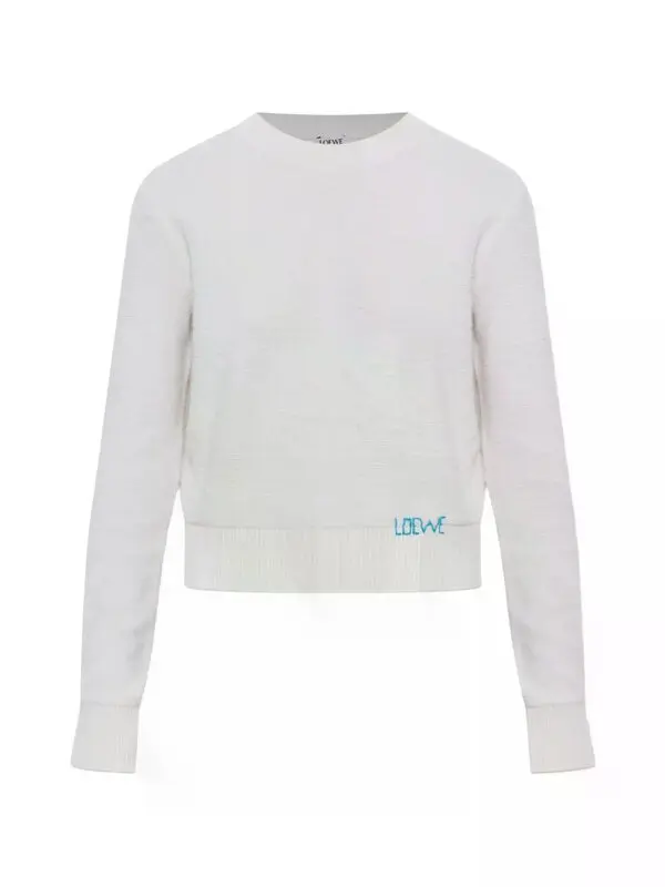 Loewe Embroidered-logo Sweater - Neutrals