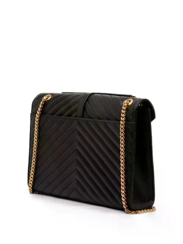 Saint Laurent Large Chevron Grain De Poudre Monogram Envelope Bag