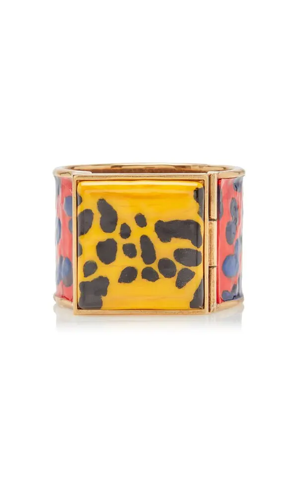 Dries Van Noten Patterned Enamel Cuff Bracelet - Red